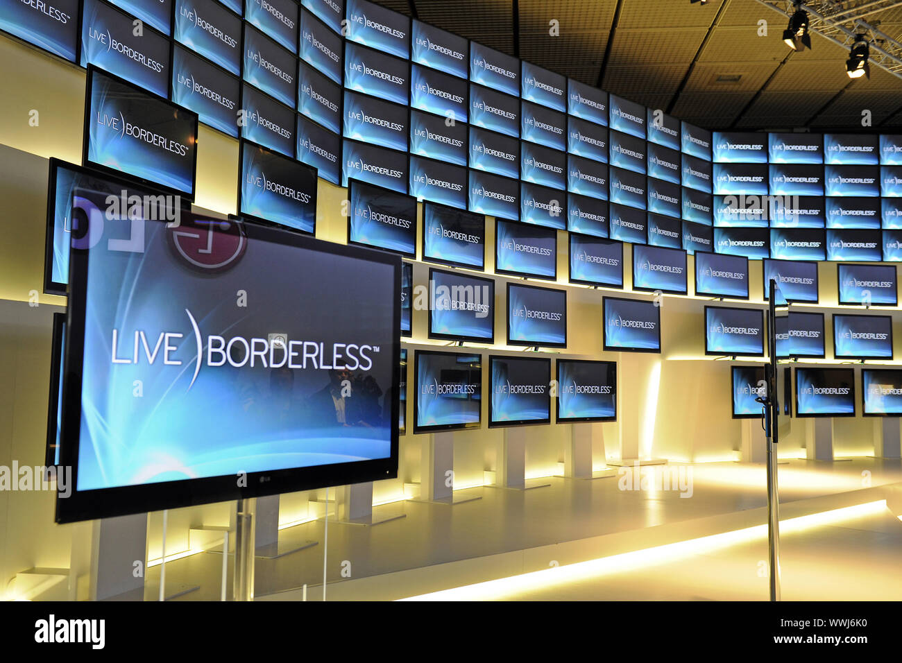 Flat screens of the company LG on the international consumer electronics exhibition IFA 2009 in ...