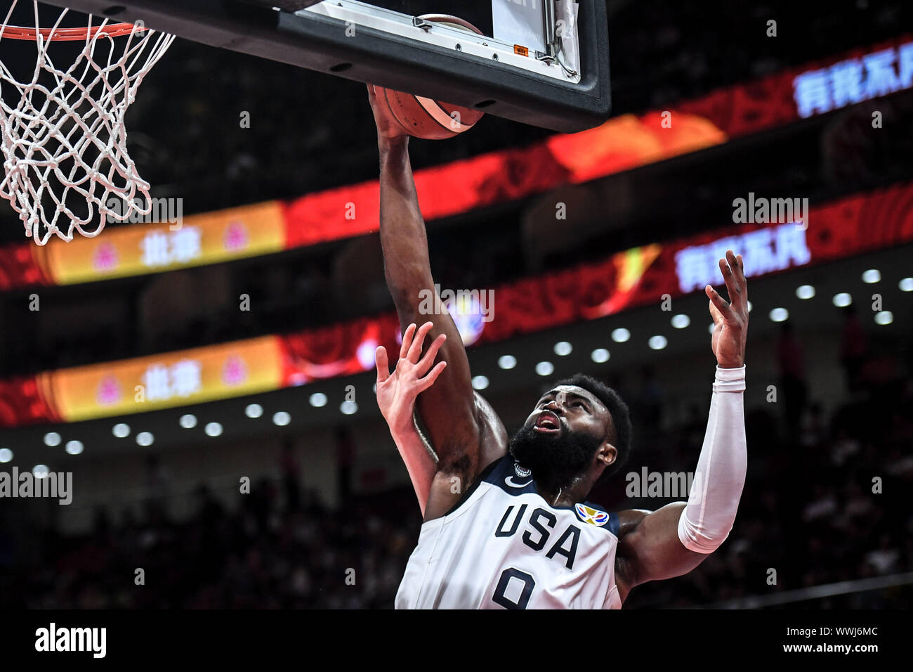 Jaylen Brown of the USA dunks during the 7th – 8th classification game ...