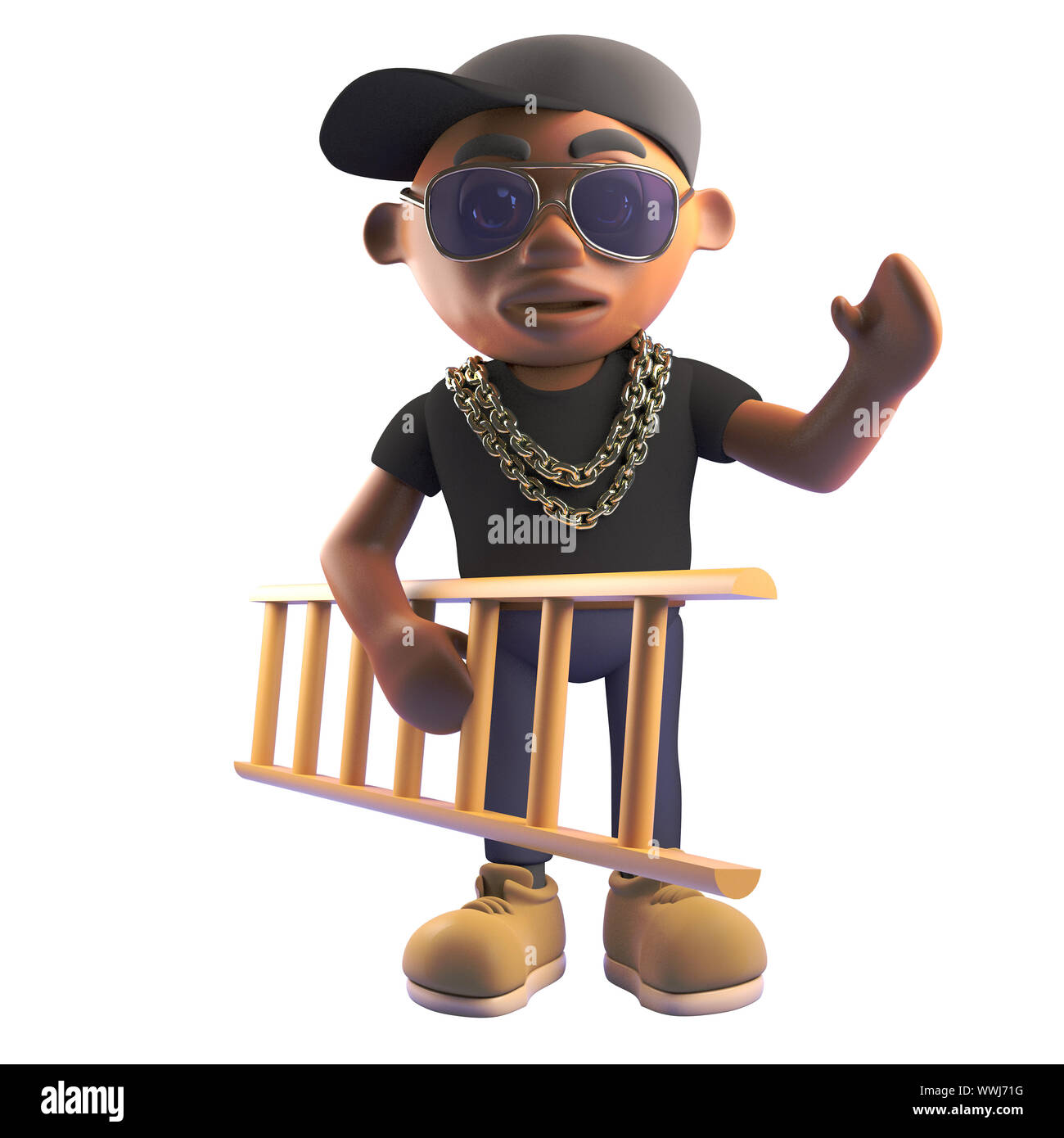 Cartoon 3d black hiphop rapper character in baseball cap carrying a ...