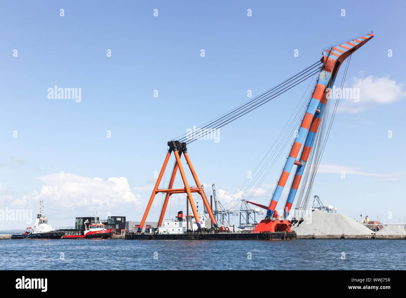 Big floating crane in the harbor of Aarhus, Denmark Stock Photo - Alamy