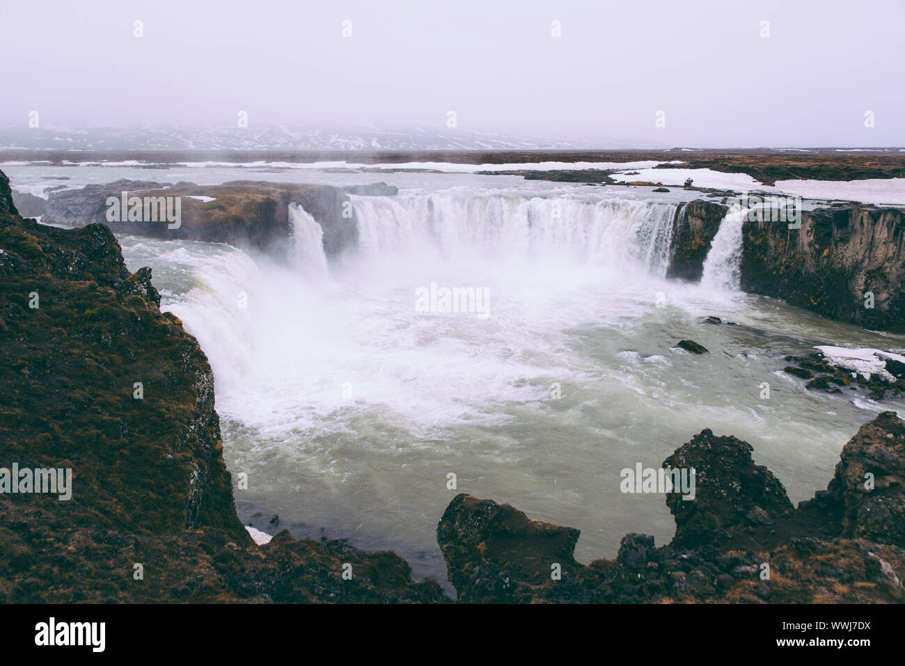 Wanderlust explorer discovering icelandic natural wonders, Godafoss ...