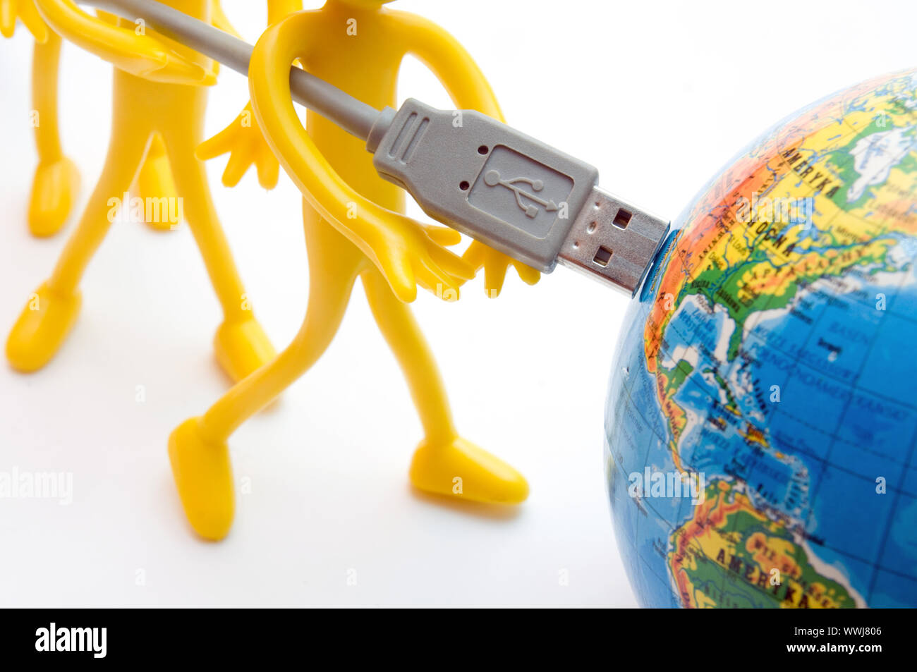 Plugging USB into earth. Global communication. Conceptual Stock Photo ...