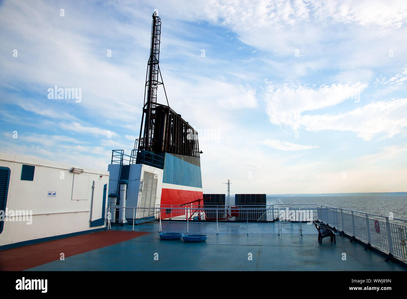Ship deck, board view. Ocean, sea in a sunny day Stock Photo - Alamy