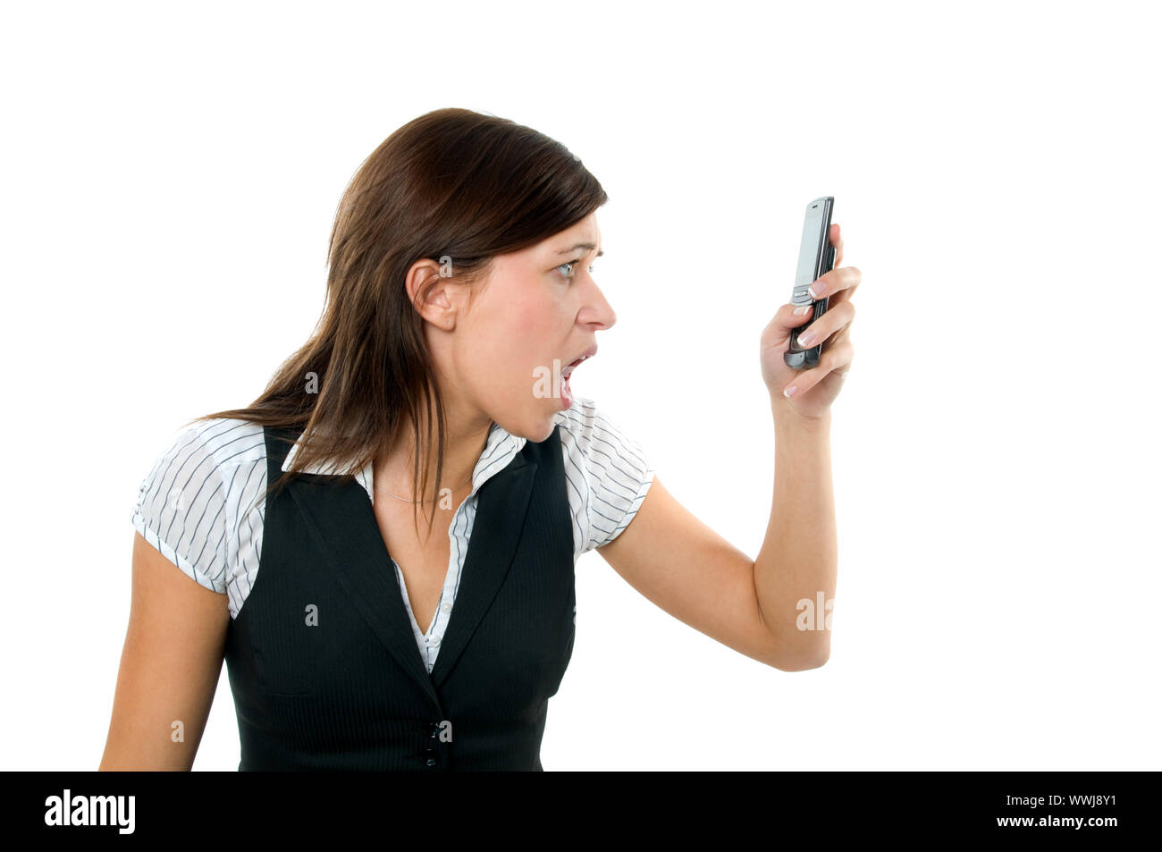 Angry telephone operator Cut Out Stock Images & Pictures - Alamy