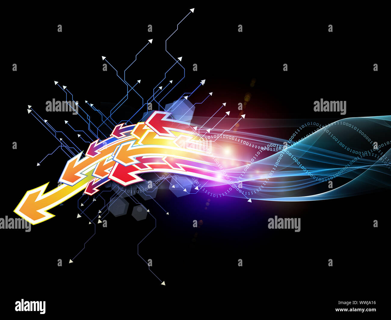 Interplay of directional symbols and abstract graphic elements on the ...