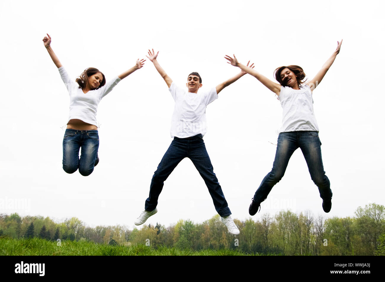 Friends Jumping In Air