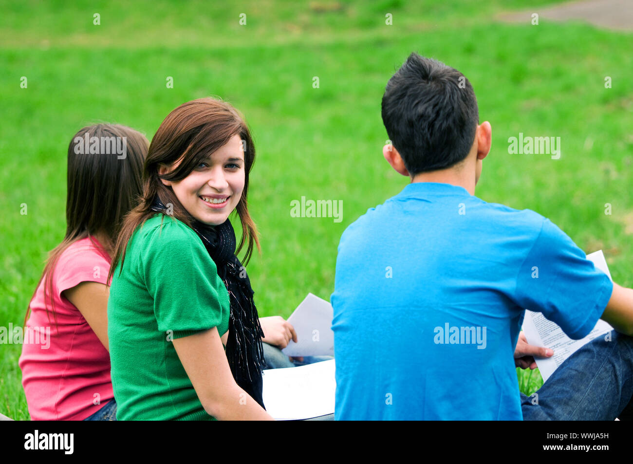 Highschool students learning together outdoor Stock Photo - Alamy