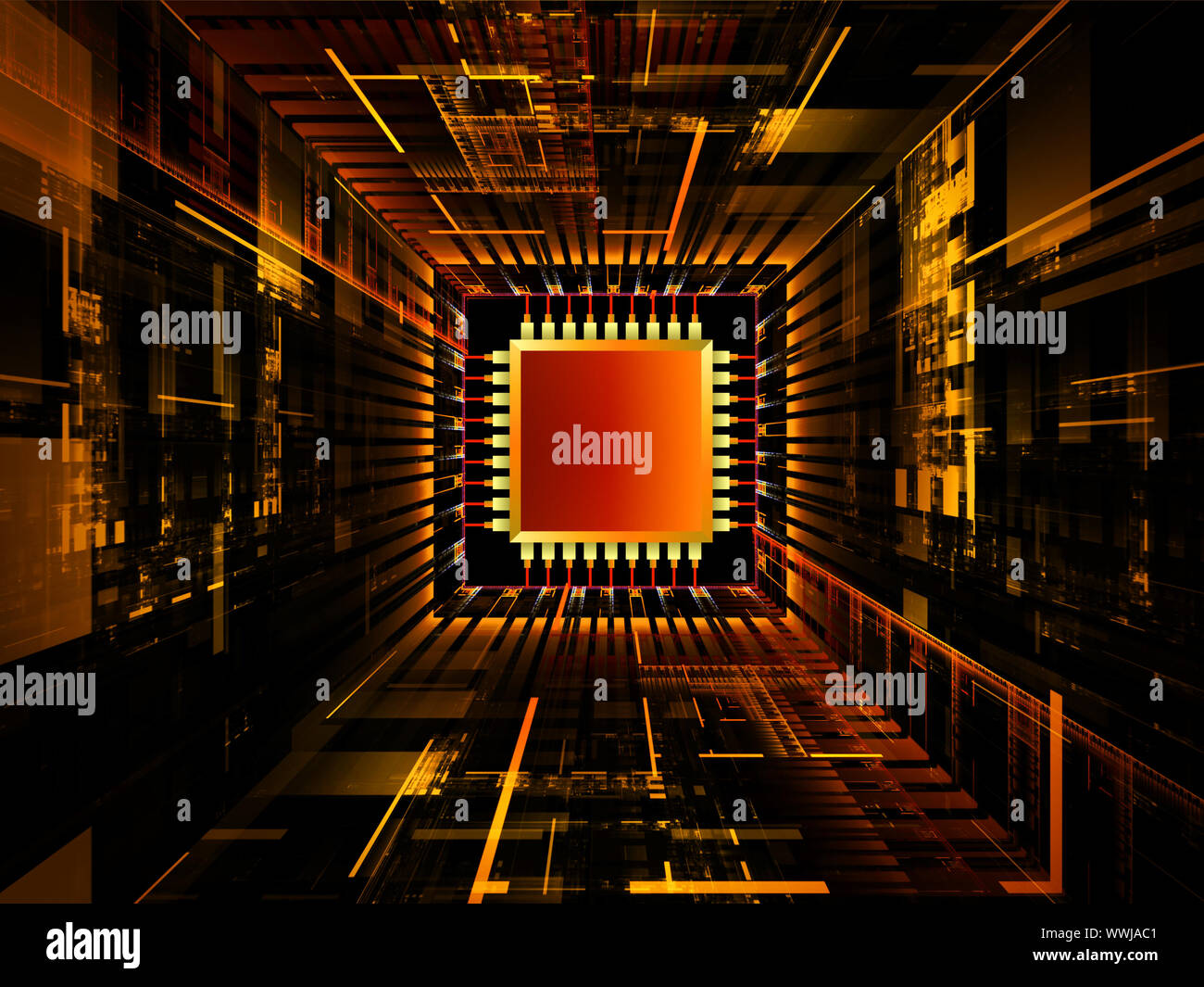 Interplay of CPU graphic, colors and abstract technological elements on ...