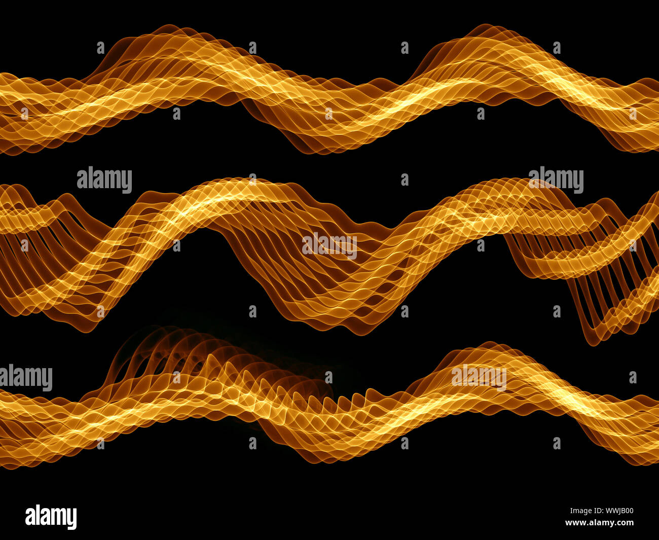 Abstract sine waves rendered in gold against black background Stock ... Abstract sine waves rendered in gold against black background Stock ...