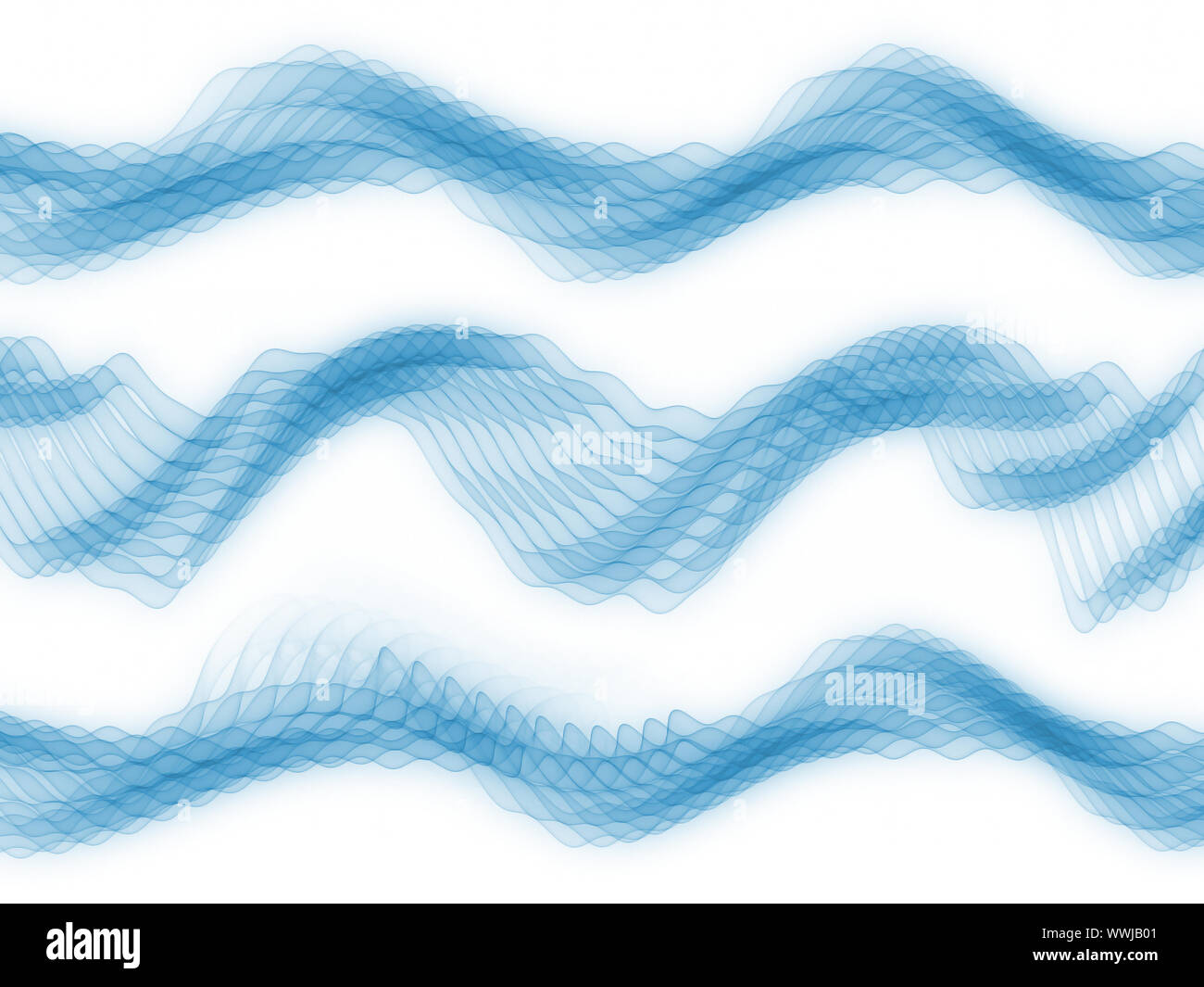 Abstract sine waves rendered in blue against white background Stock ...