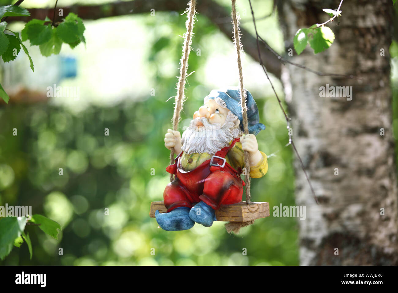 garden dwarf on green nature background Stock Photo - Alamy