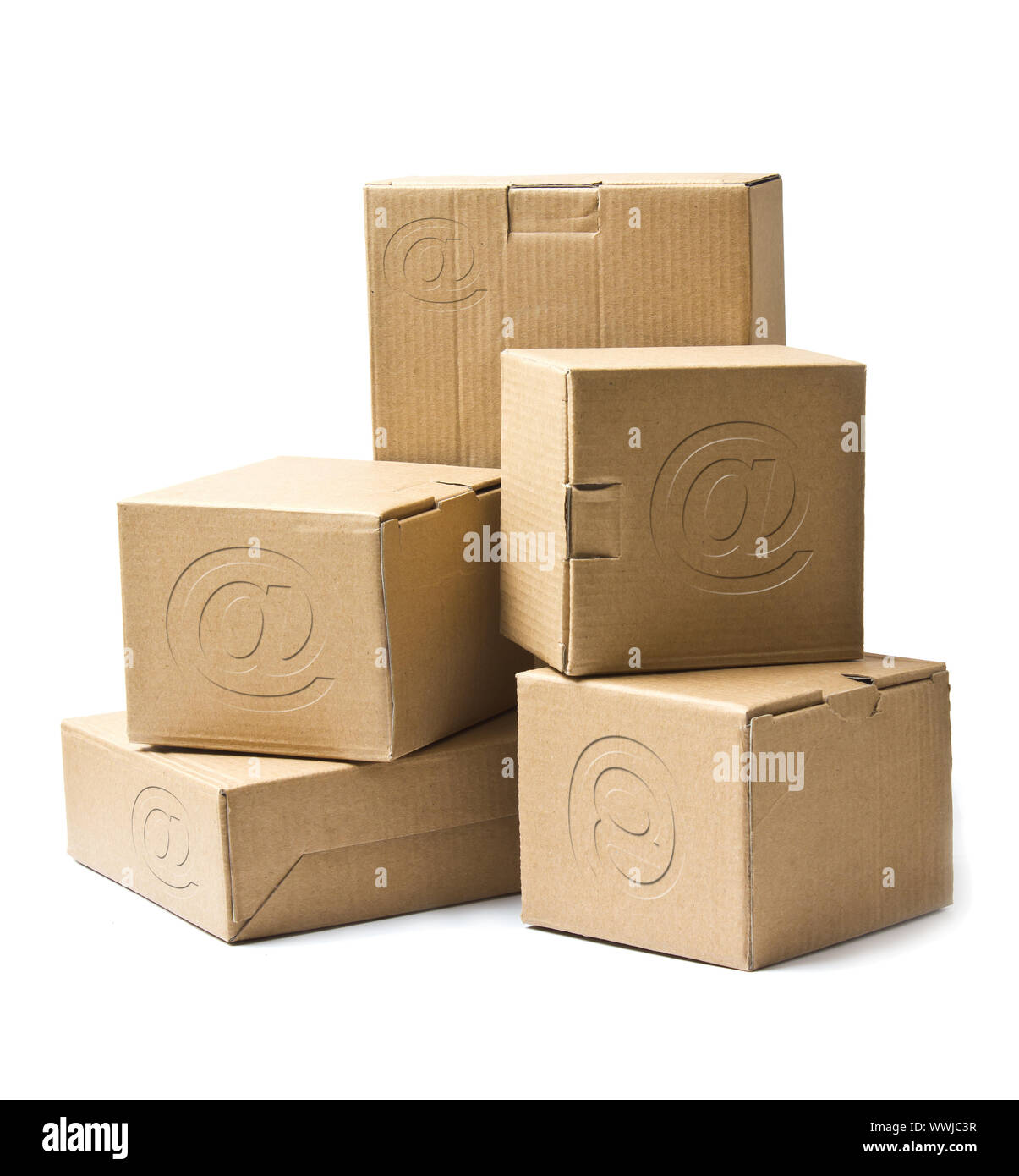 Cardboard boxes for goods and products isolated on white background ...