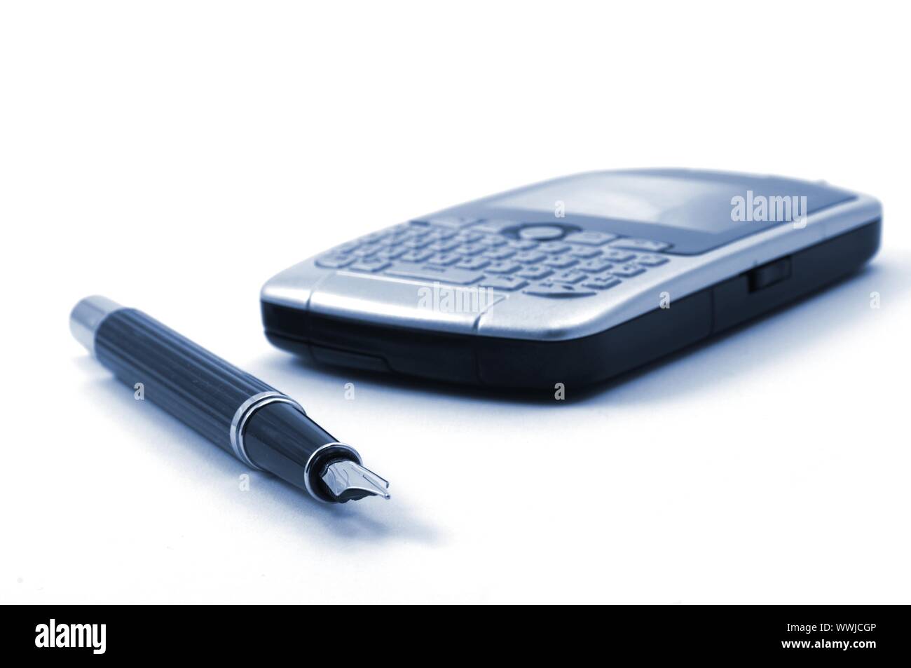 modern silver pda isolated on white background Stock Photo - Alamy