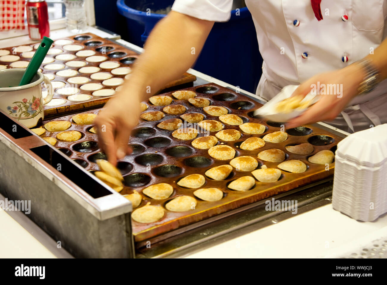 Delicious authentic Dutch food from The Netherlands called poffertjes ...