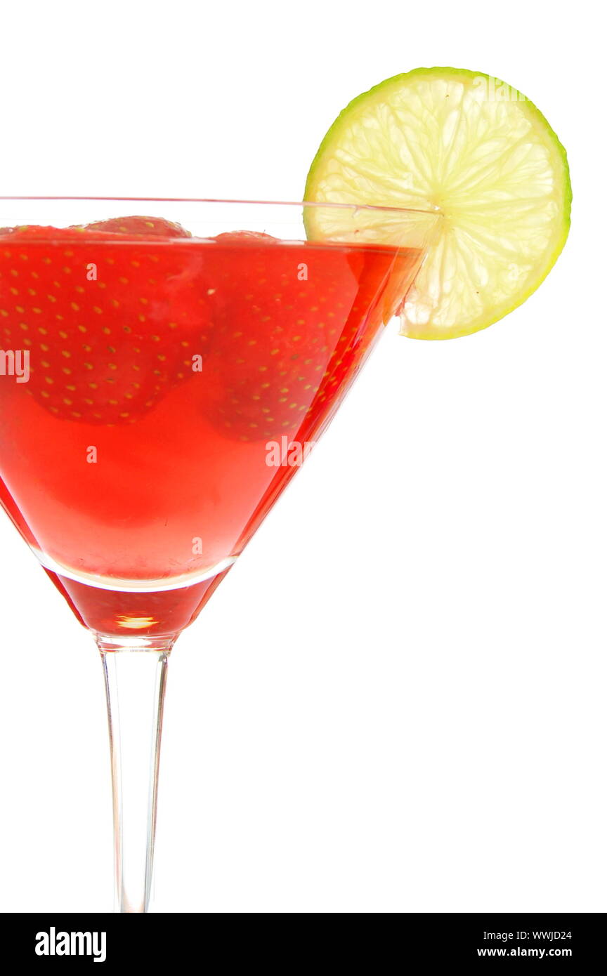 strawberry beverage in glass isolated on white background Stock Photo ...