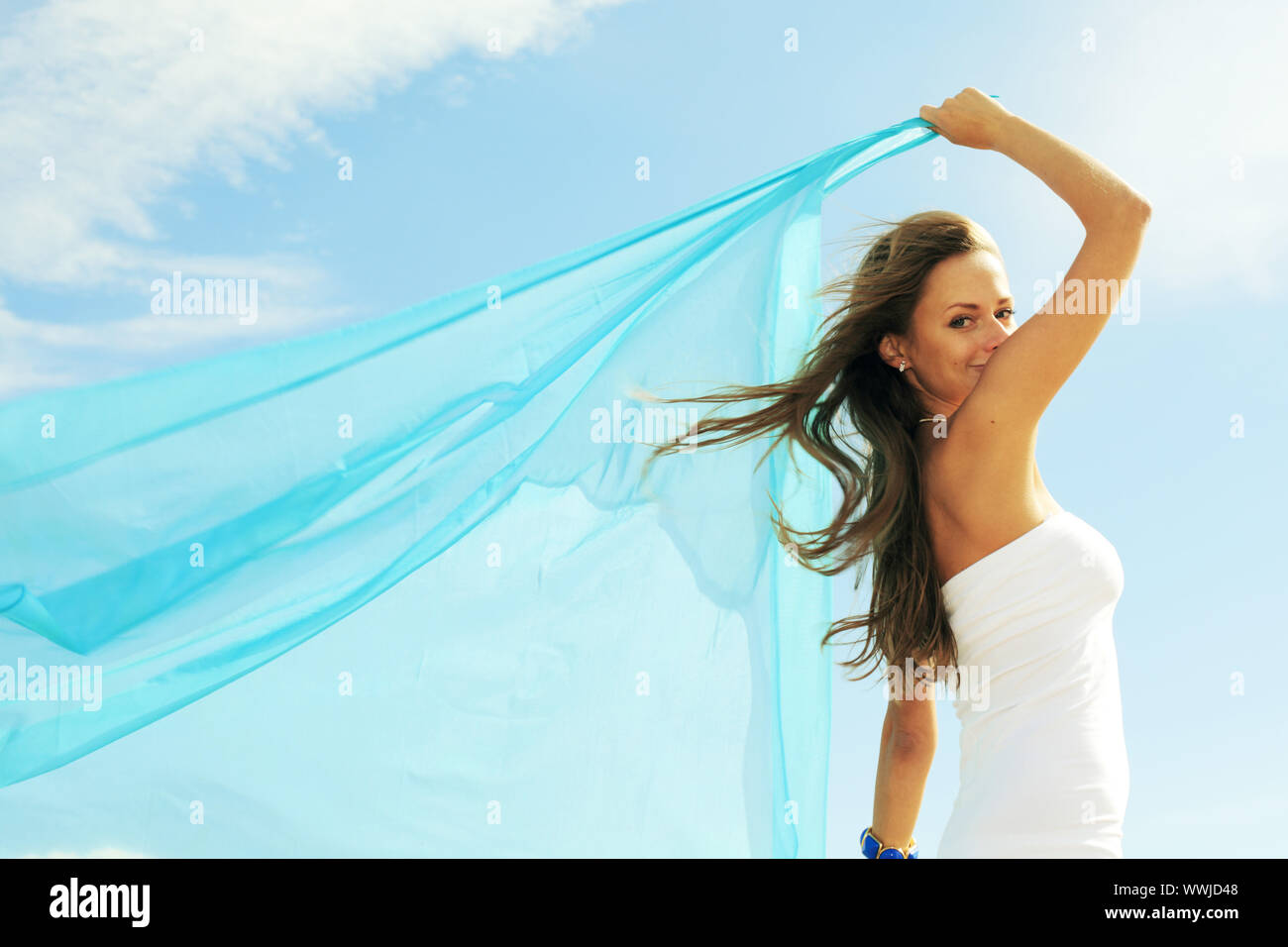 fly girl in the sky freedom concept Stock Photo - Alamy