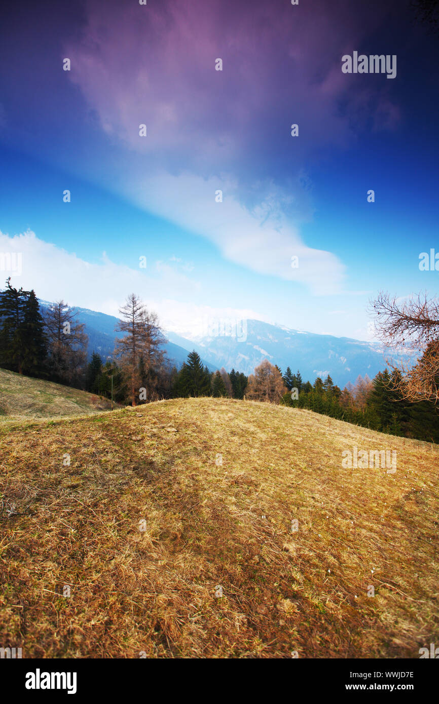 spring alps mountains scene background Stock Photo - Alamy