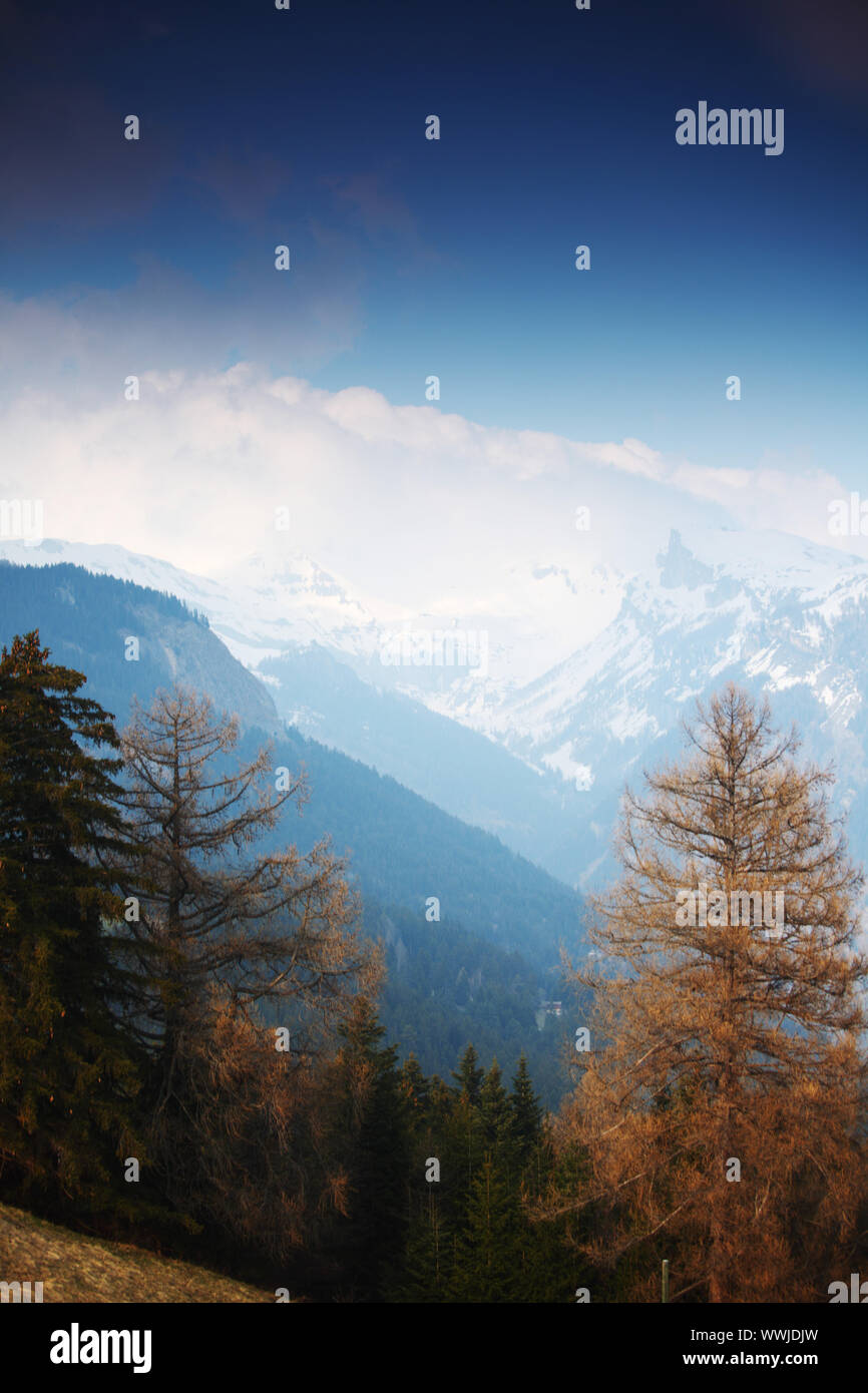 spring alps mountains scene background Stock Photo - Alamy