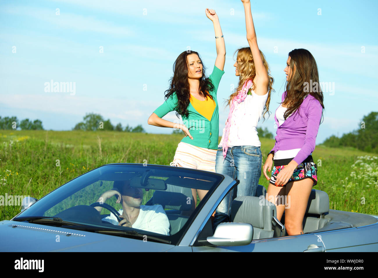 people group fun in cabriolet Stock Photo - Alamy