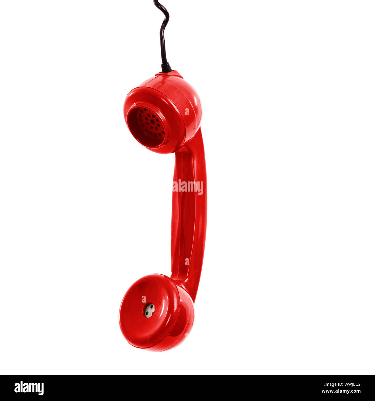 Red handpiece from a vintage telephone, isolated on white Stock Photo ...