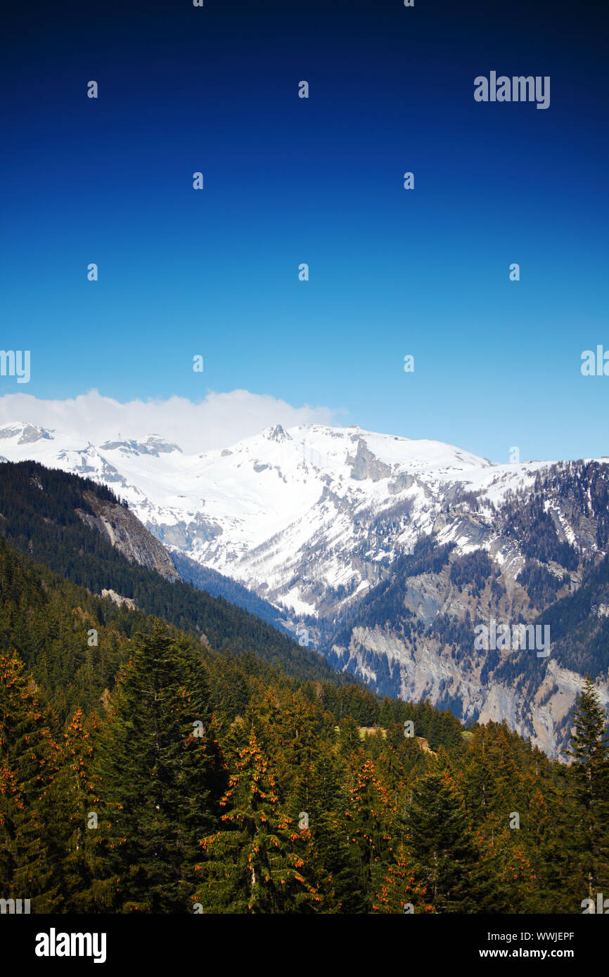 spring alps mountains scene background Stock Photo - Alamy