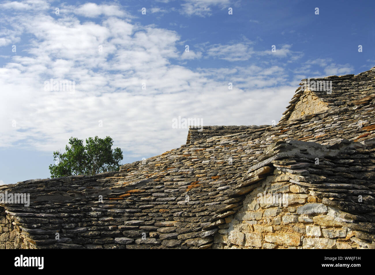 Natural stone roofs old Weikeller Stock Photo - Alamy
