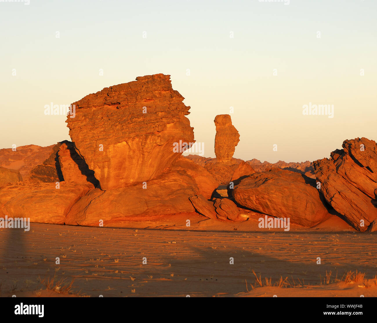 Bizarre rocks in the morning light in the Akkakus Mountains Stock Photo ...