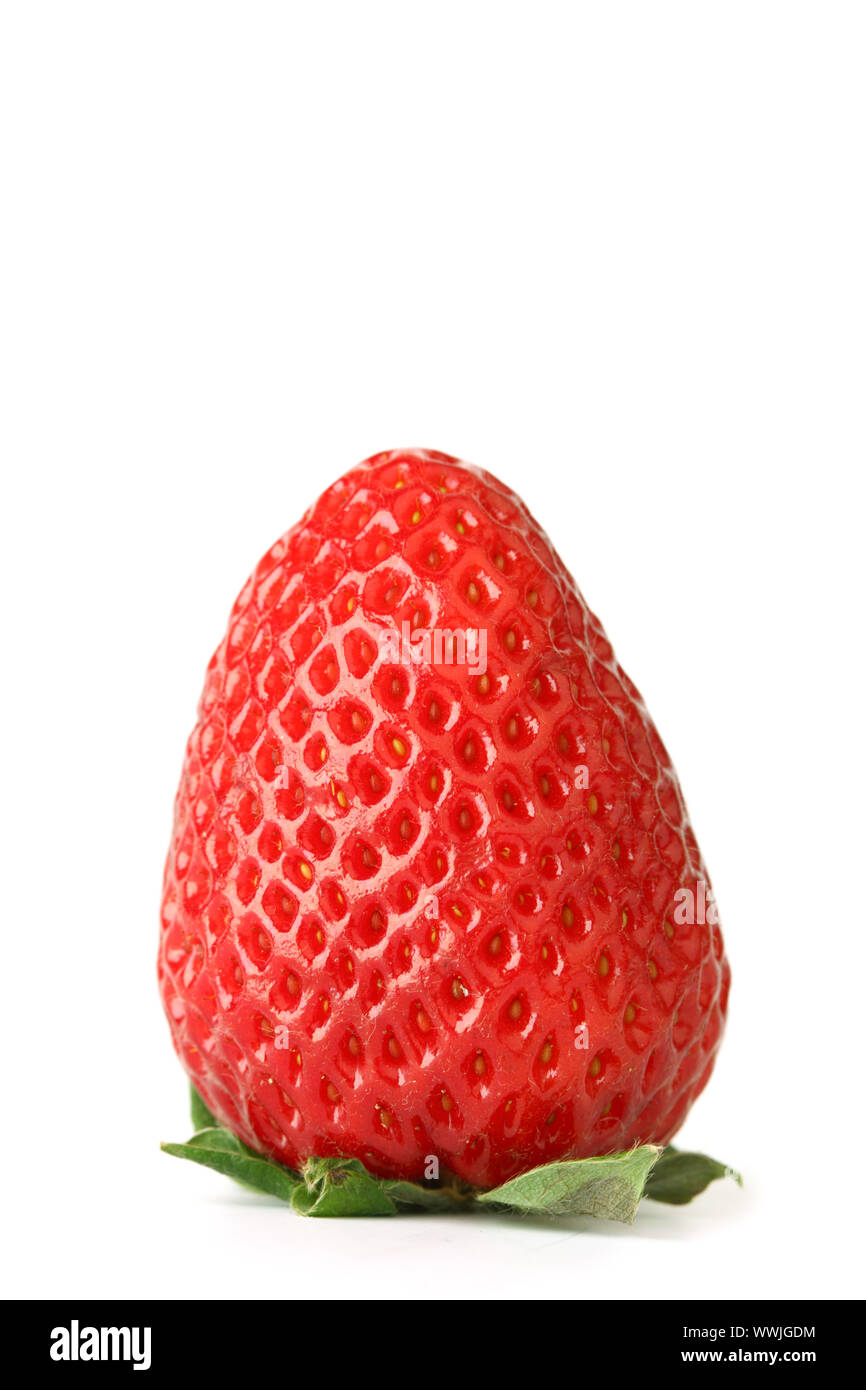 one strawberry on white background Stock Photo - Alamy