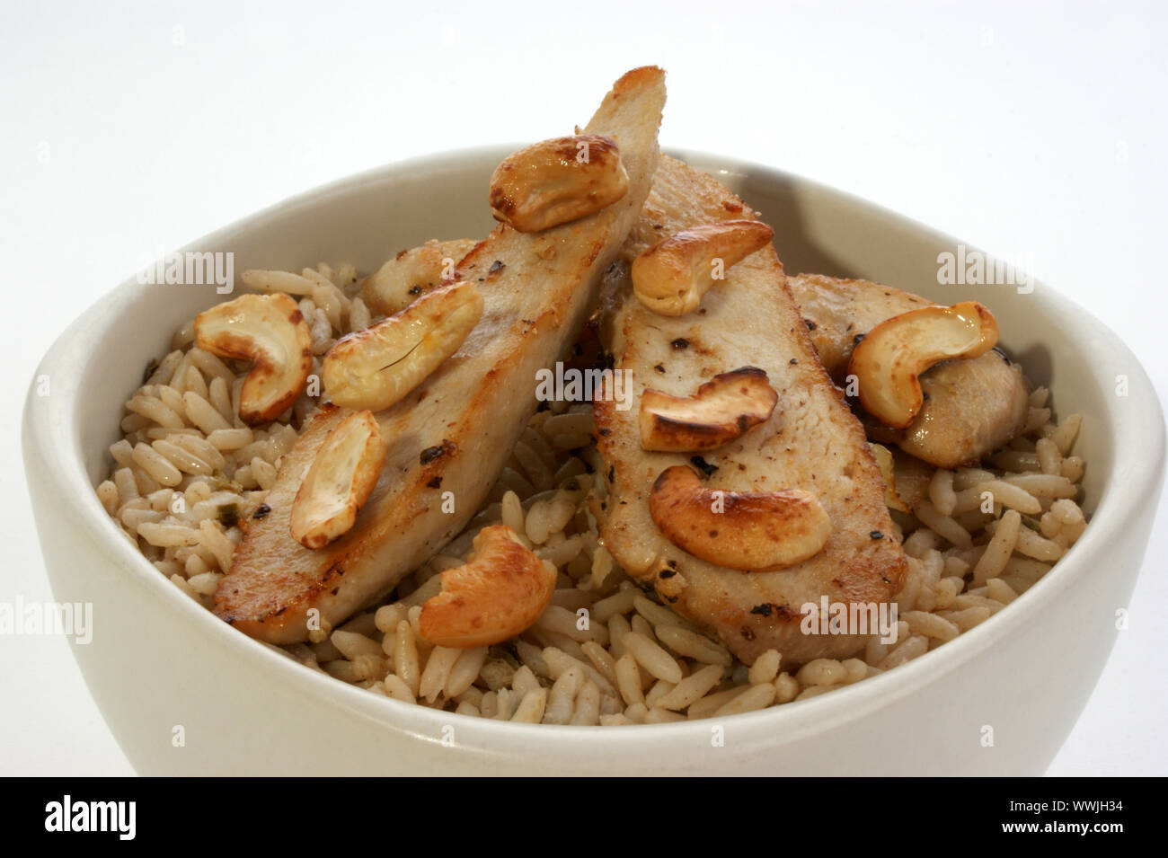 organic rice with grilled chicken and garlic Stock Photo - Alamy