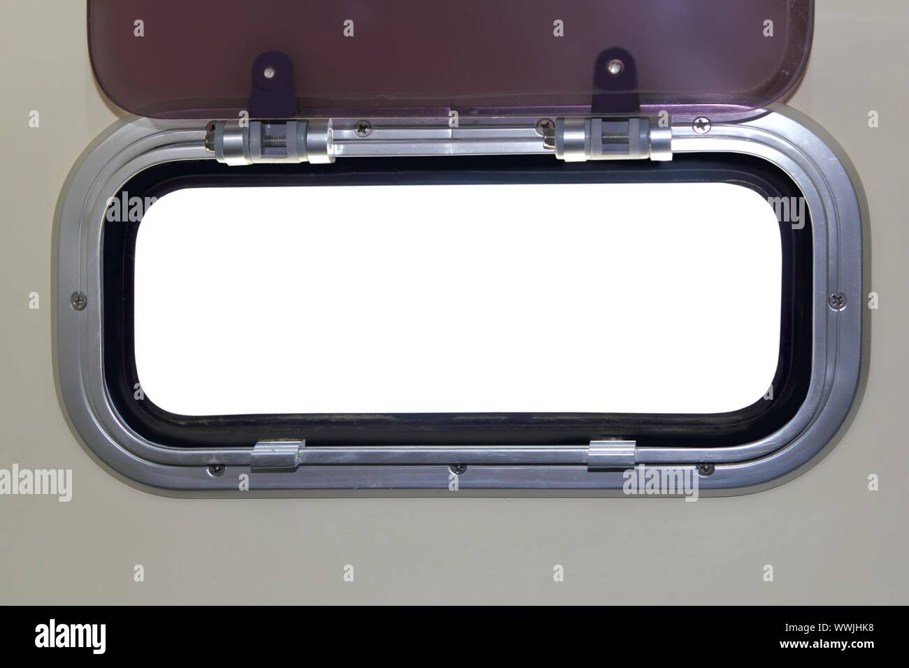 boat porthole horizontal rectangle white interior isolated Stock Photo ...