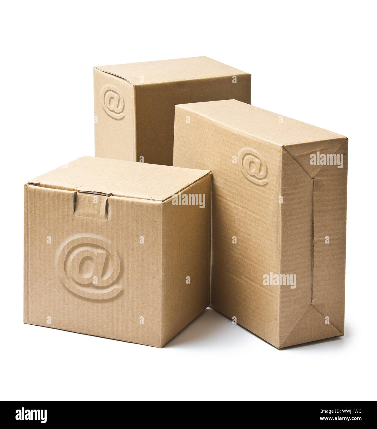 Cardboard boxes for goods and products isolated on white background ...