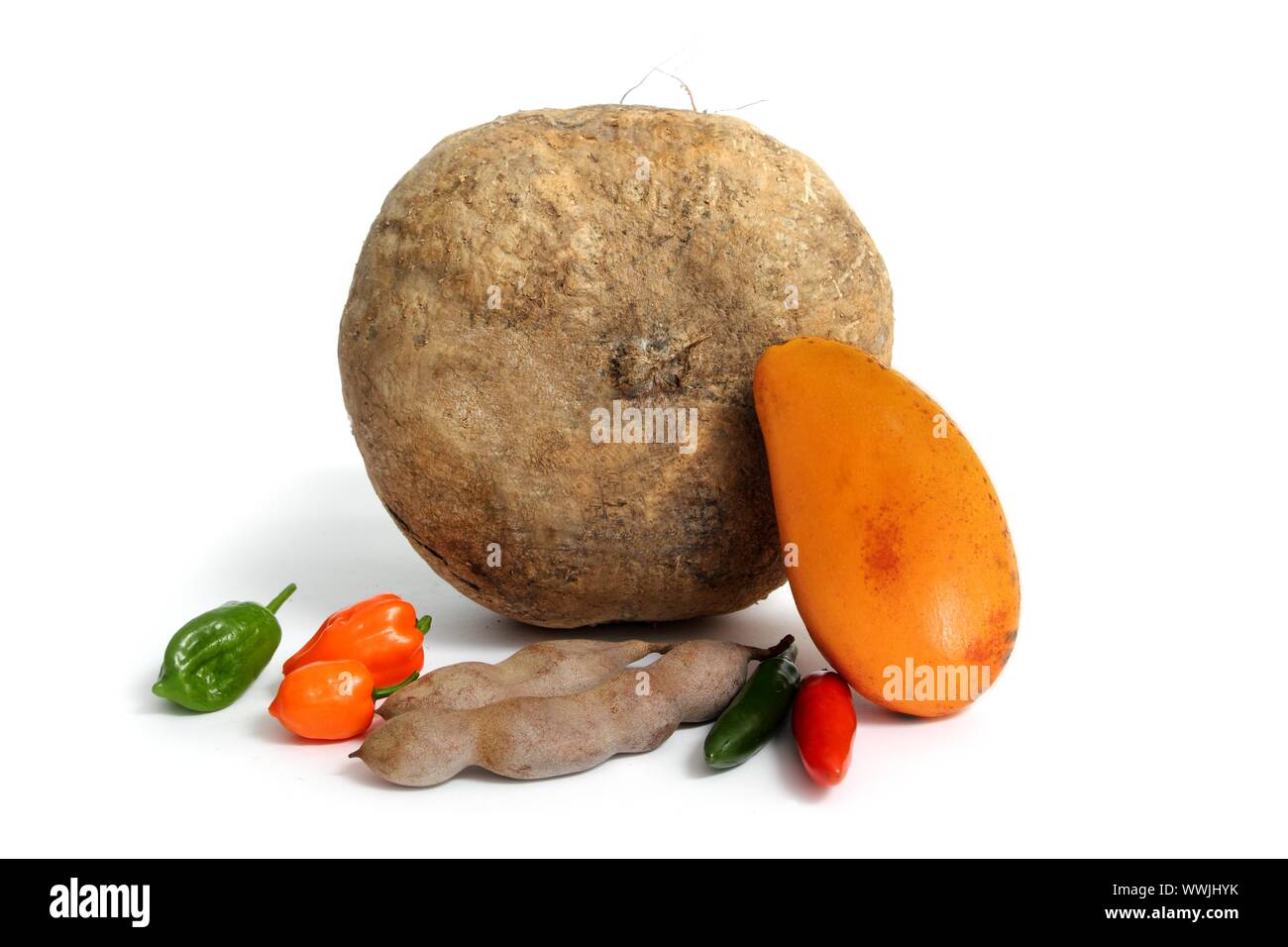 jicama mango chili and tamarindo typical mexican fruits Stock Photo - Alamy