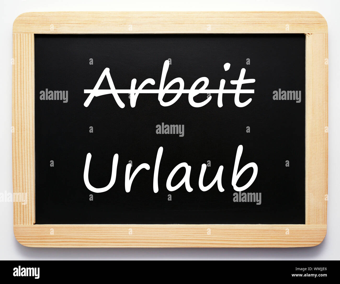 End of work / beginning of vacation - concept sign Stock Photo - Alamy