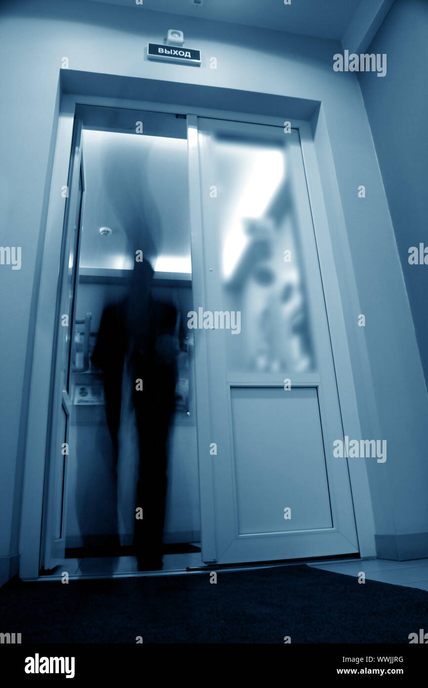 stop movement exit way and man come in Stock Photo - Alamy