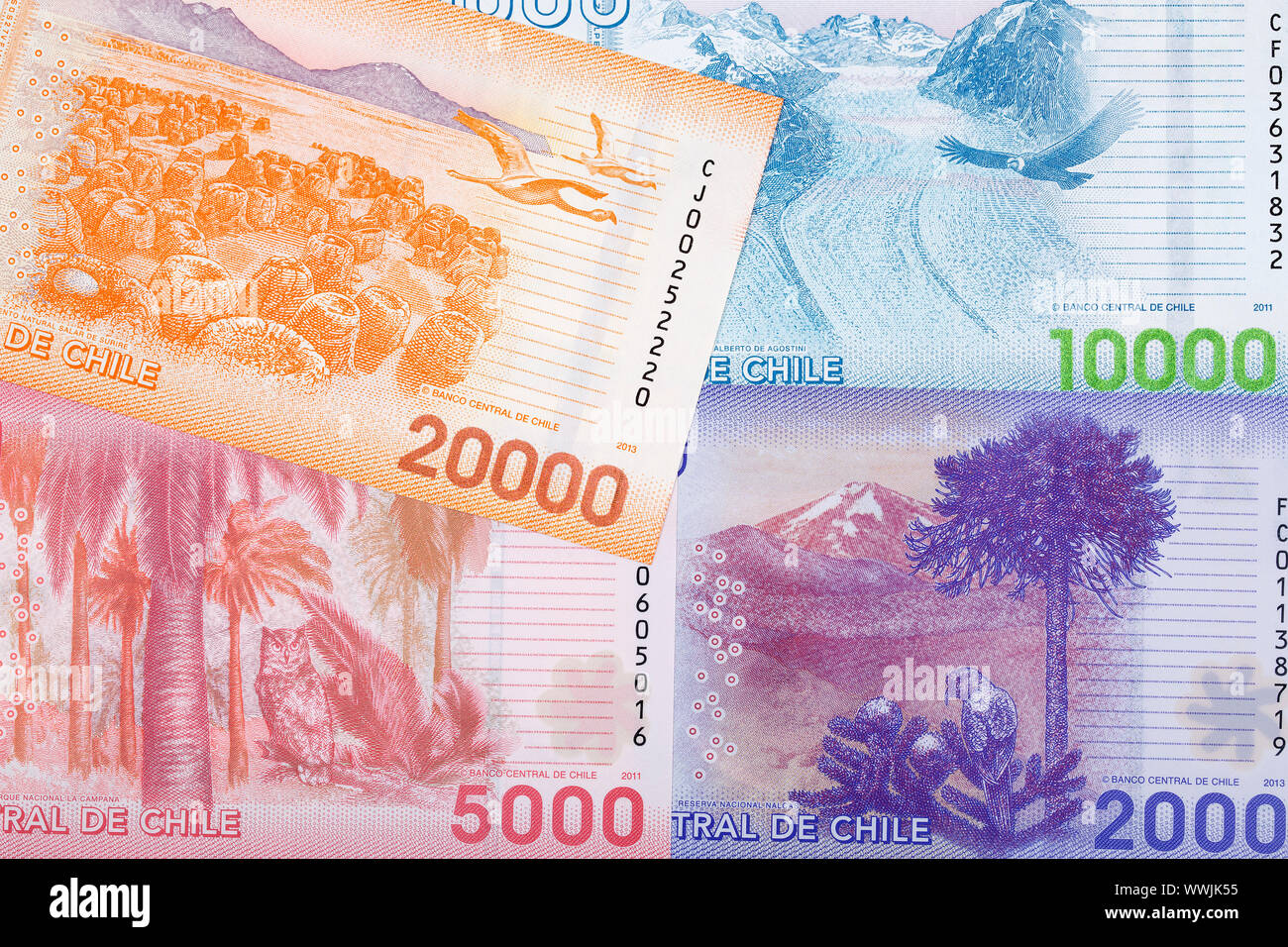 Chilean banknotes chile money hi-res stock photography and images - Alamy