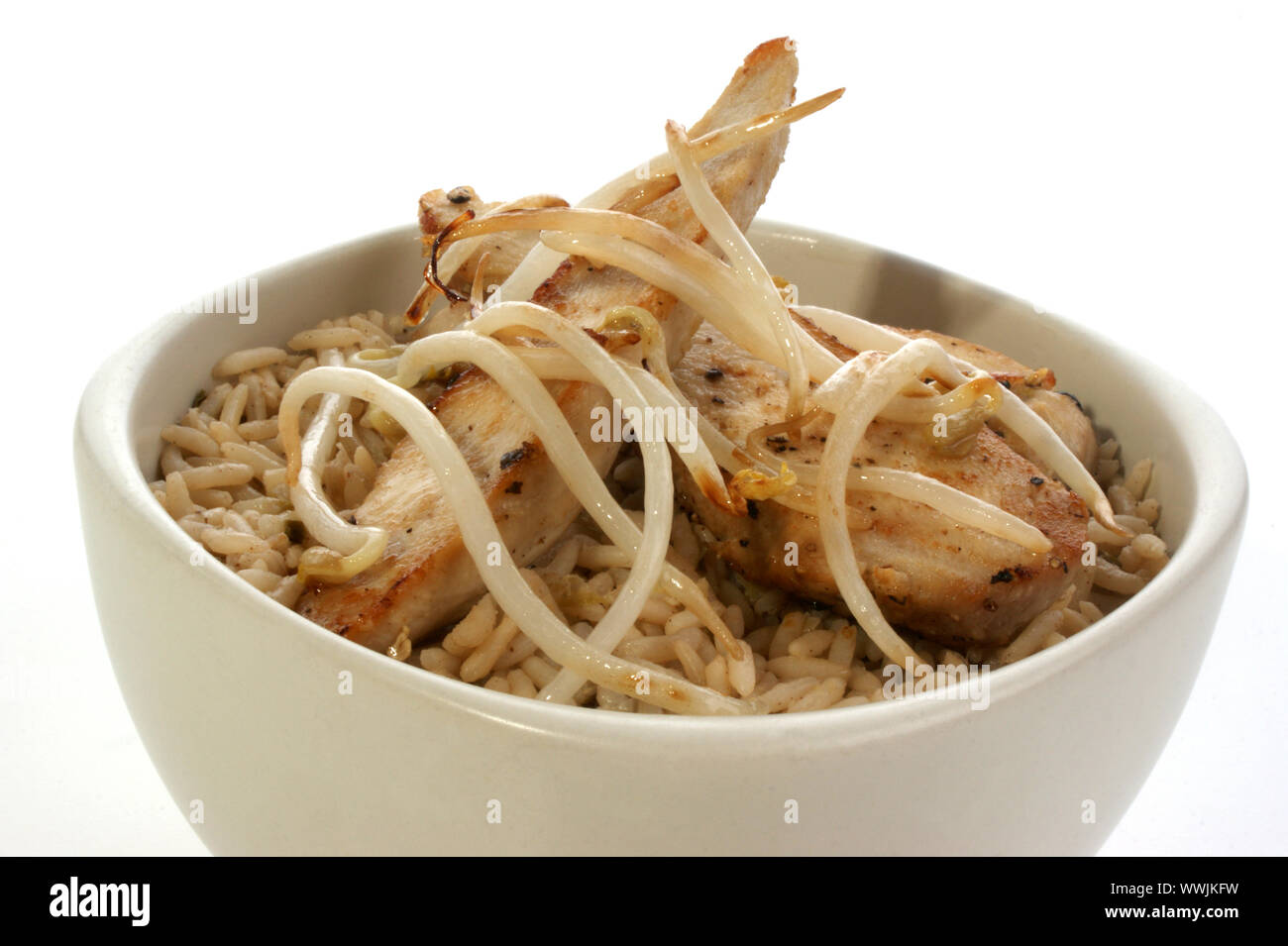 organic rice with grilled chicken and onion Stock Photo - Alamy