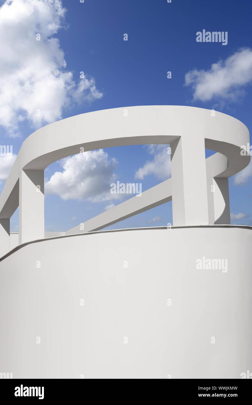 Mediterranean white round portico columns blue sky Stock Photo - Alamy