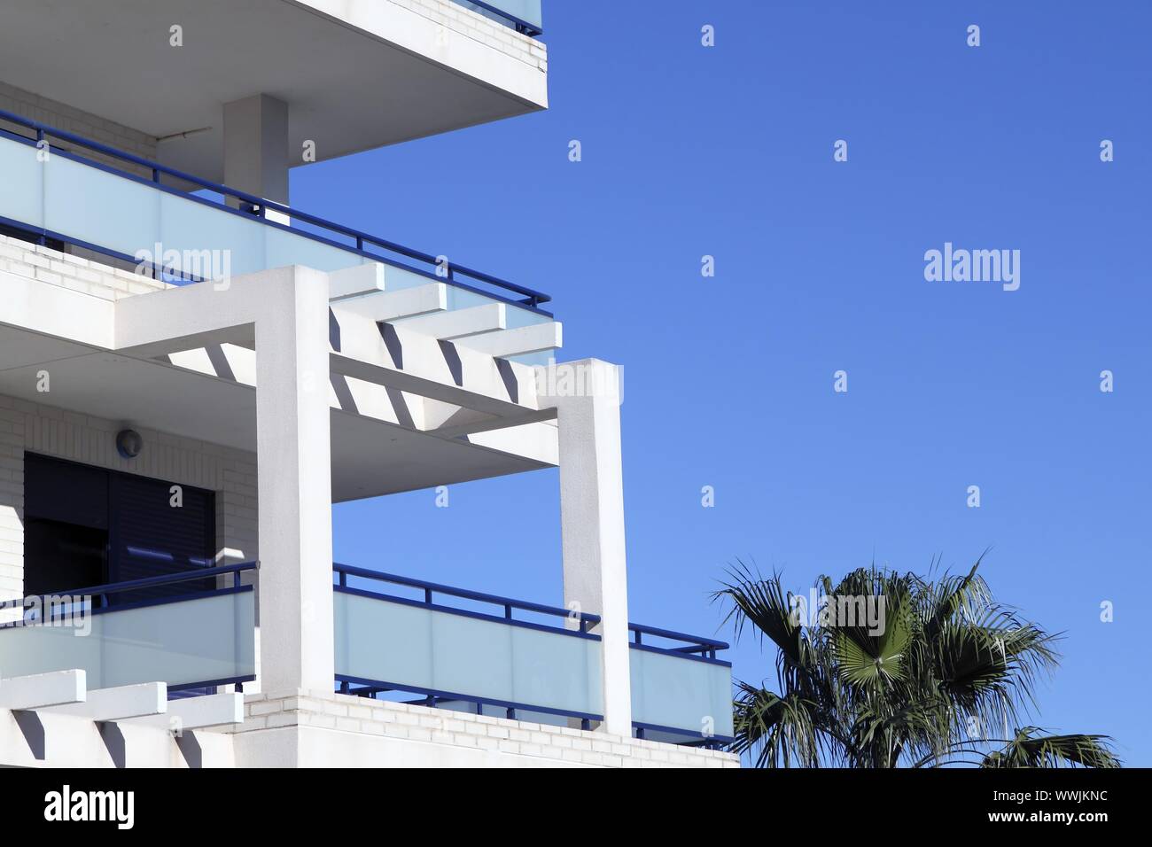 Mediterranean architecture white and blue coastal building Stock Photo ...