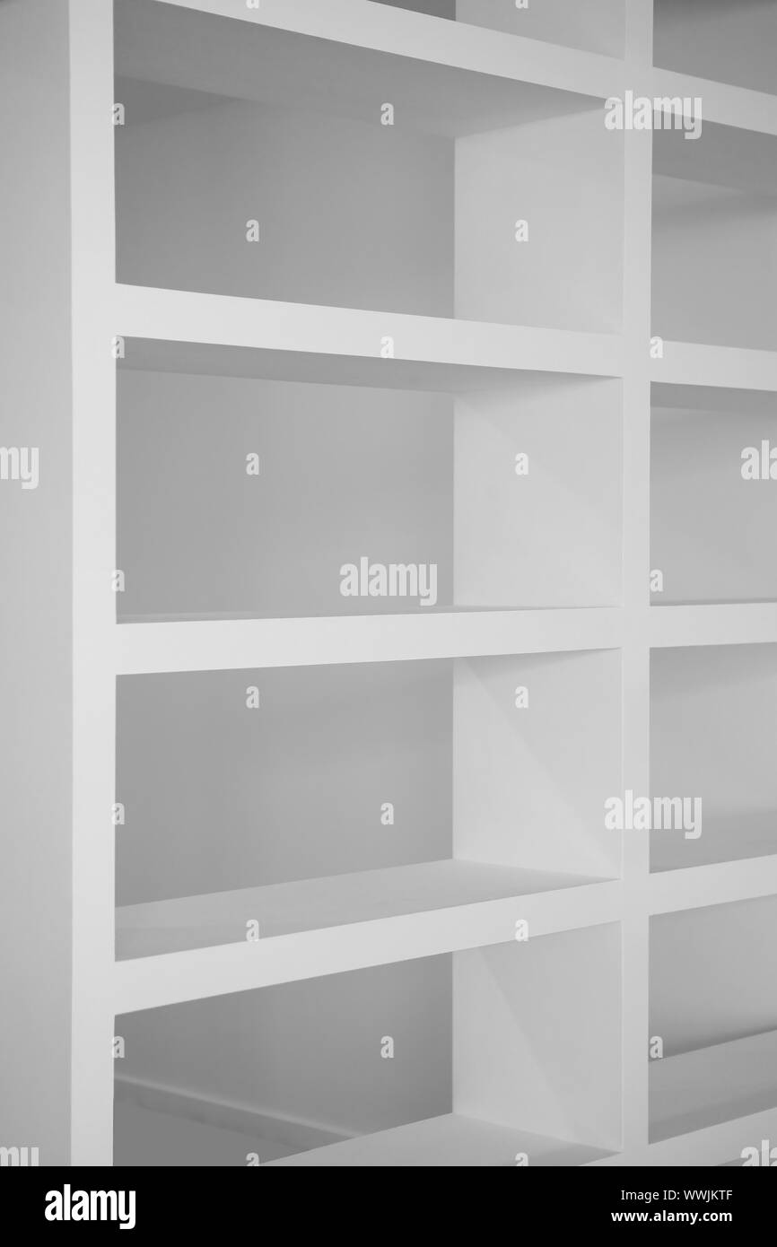 bookshelf in white empty blank shelfs interior house Stock Photo - Alamy