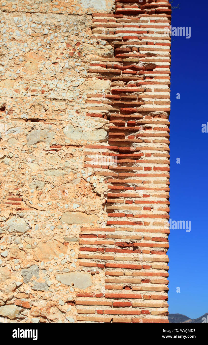bricks corner detail in masonry wall from ancient monastery ...