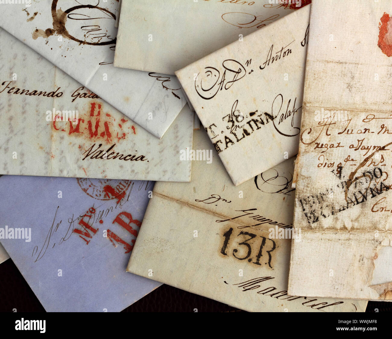 anonymous handwritten antique real old letters from Spain postmail ...