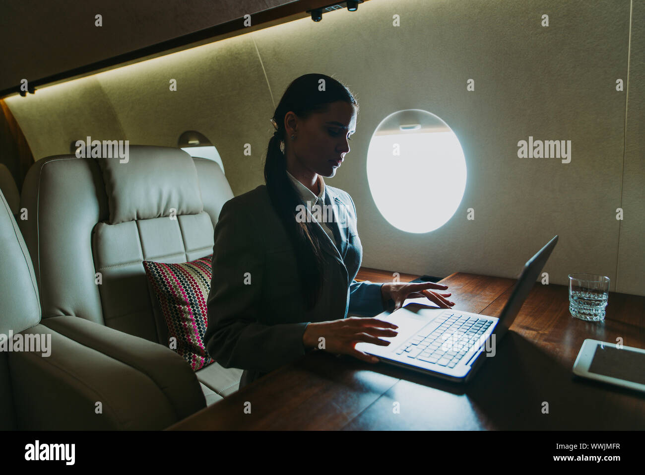 Rich woman private jet hi-res stock photography and images - Alamy