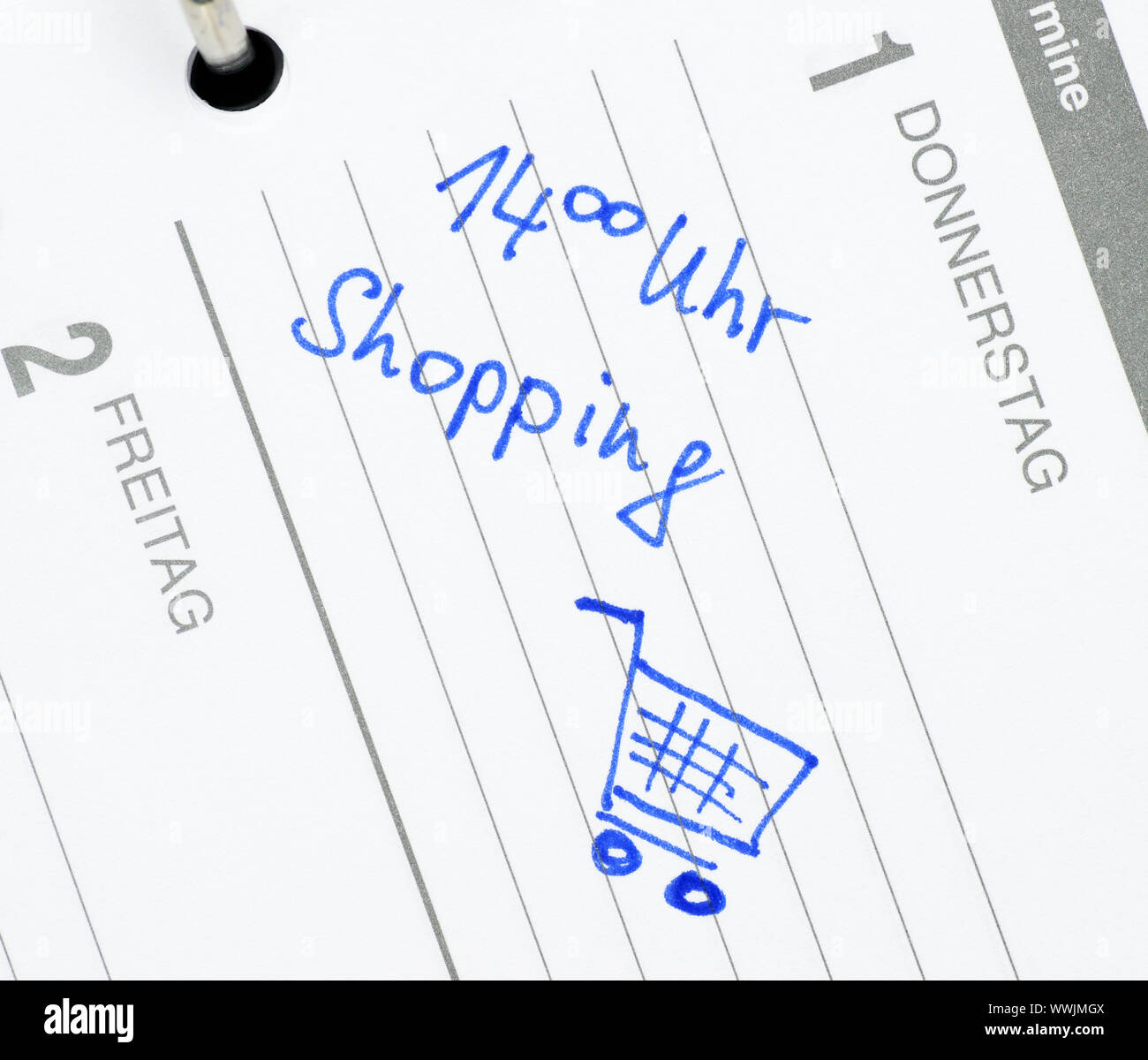 Shopping Date in Calendar Stock Photo - Alamy