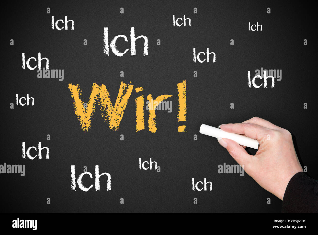I / We - Concept Board Teamwork Stock Photo - Alamy