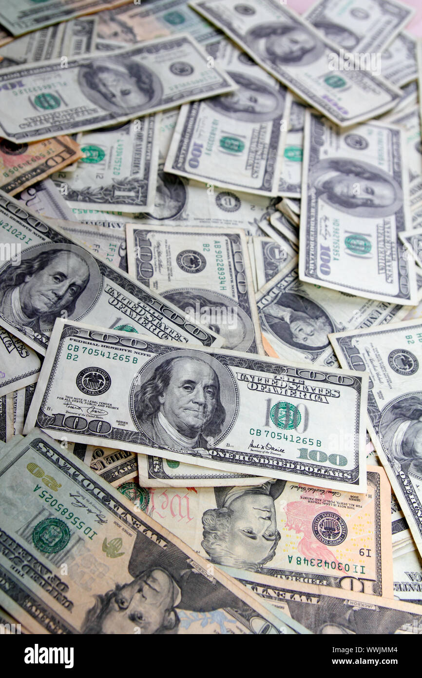 Dollar bank notes many banknotes bills American currency Stock Photo ...