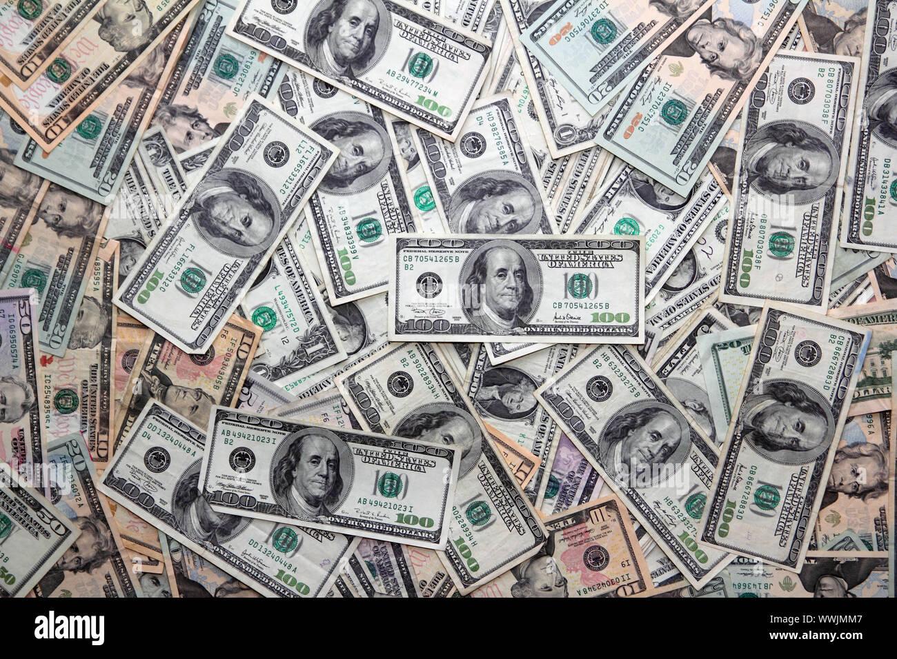 Dollar bank notes many banknotes bills American currency Stock Photo ...