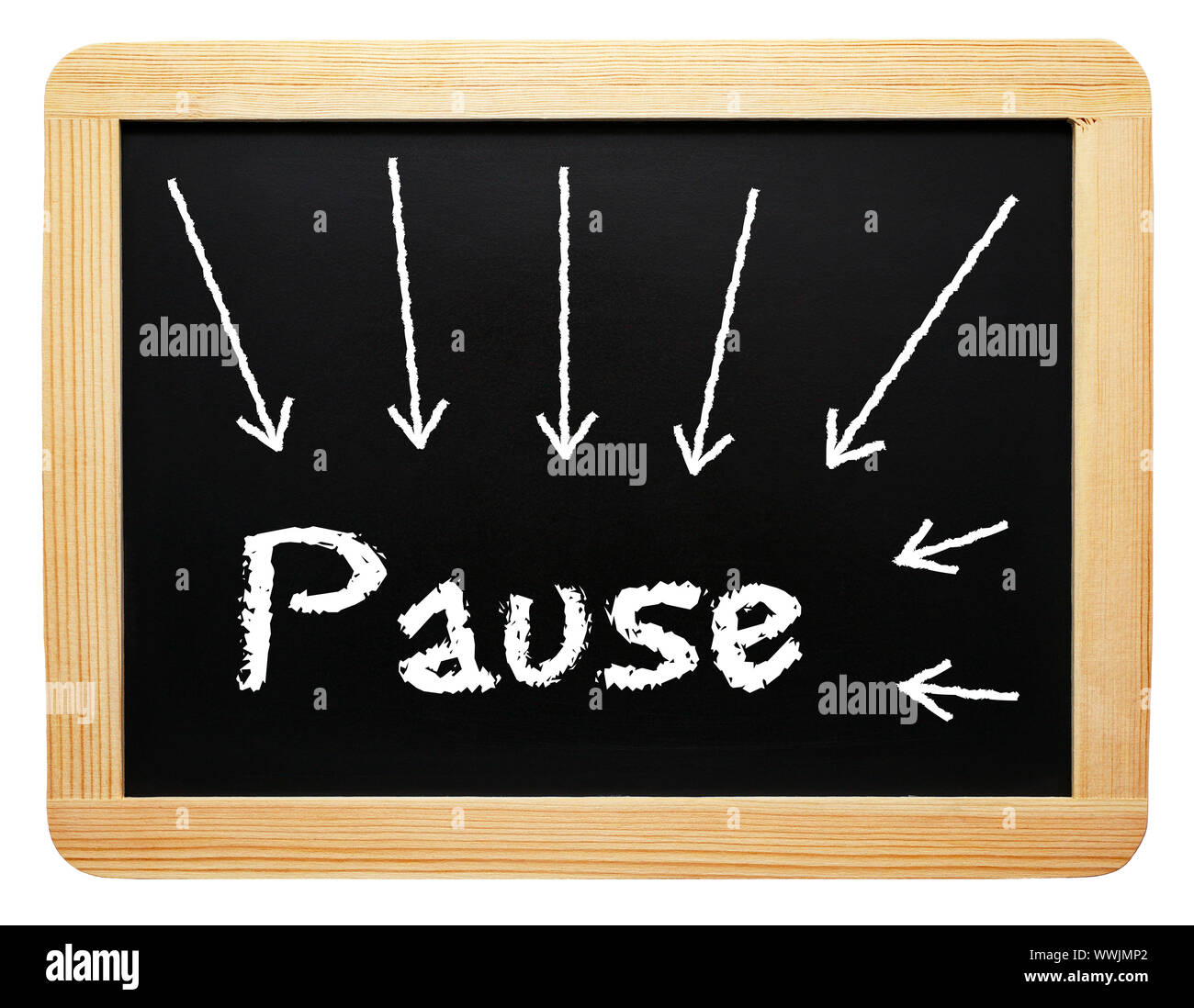 Pause - Chalk board with arrows Stock Photo - Alamy