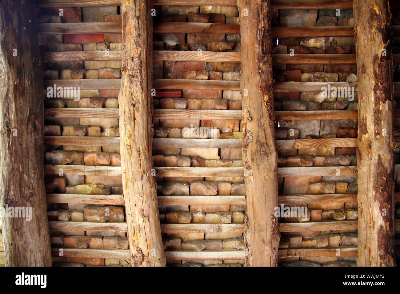 clay tiles roof indor square rooftiles wooden beams traditional ...