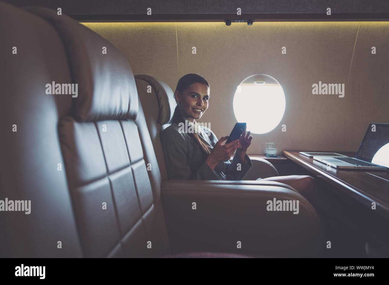 Private jet woman boarding hi-res stock photography and images - Alamy