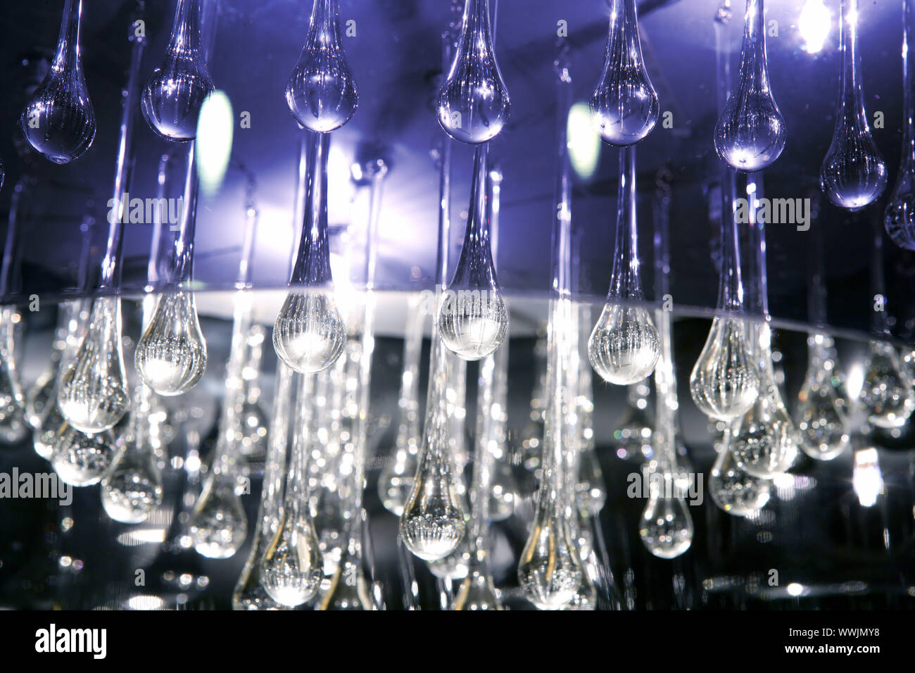 Crystal glass tears lamp detail texture pattern blue and black ...